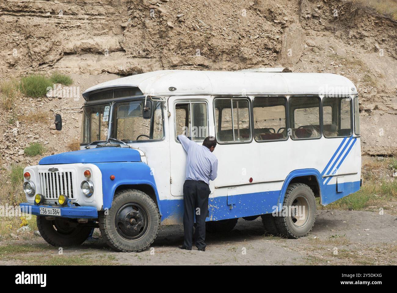 Vintage bus in south armenia Stock Photo - Alamy