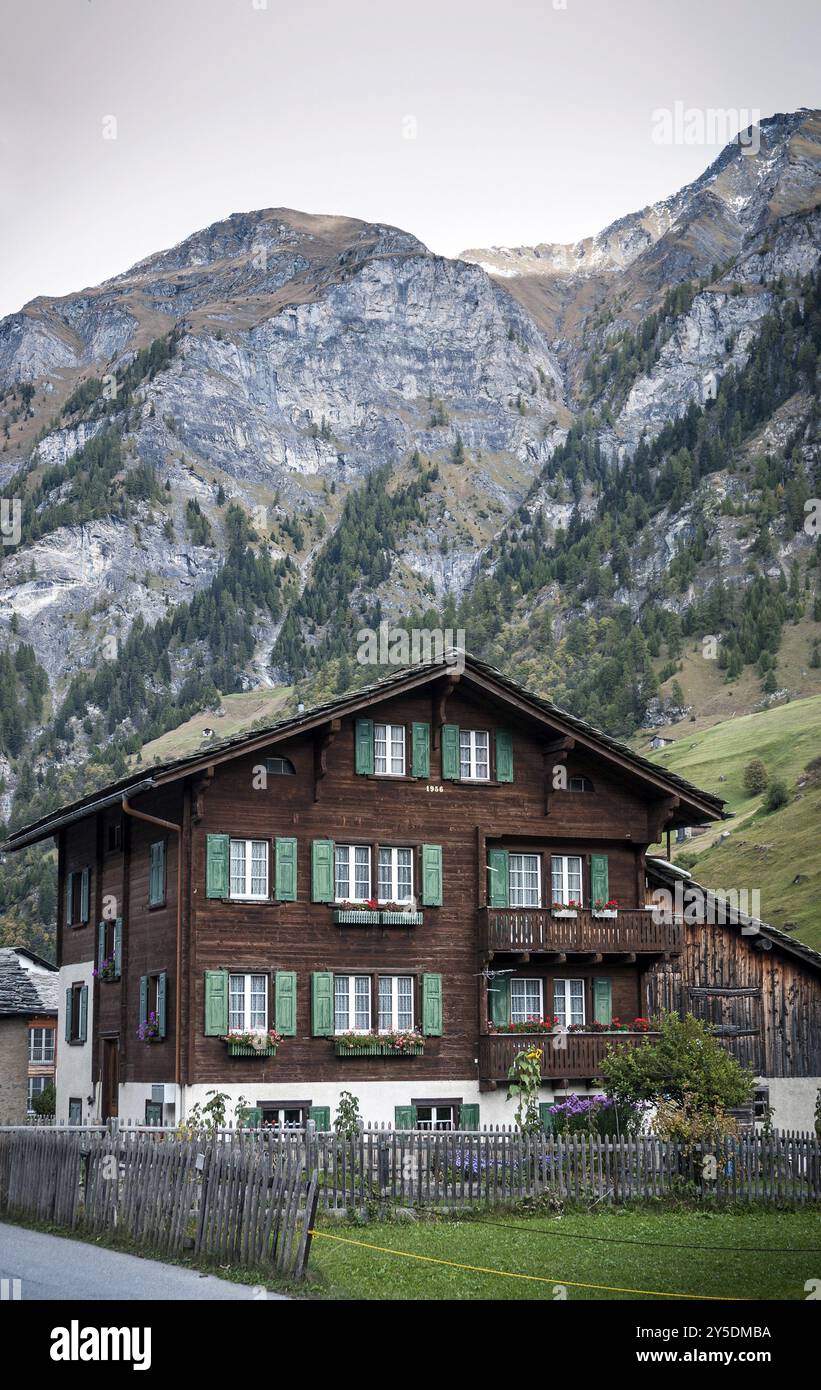 Traditional swiss alps rural wood houses in vals village of alpine ...