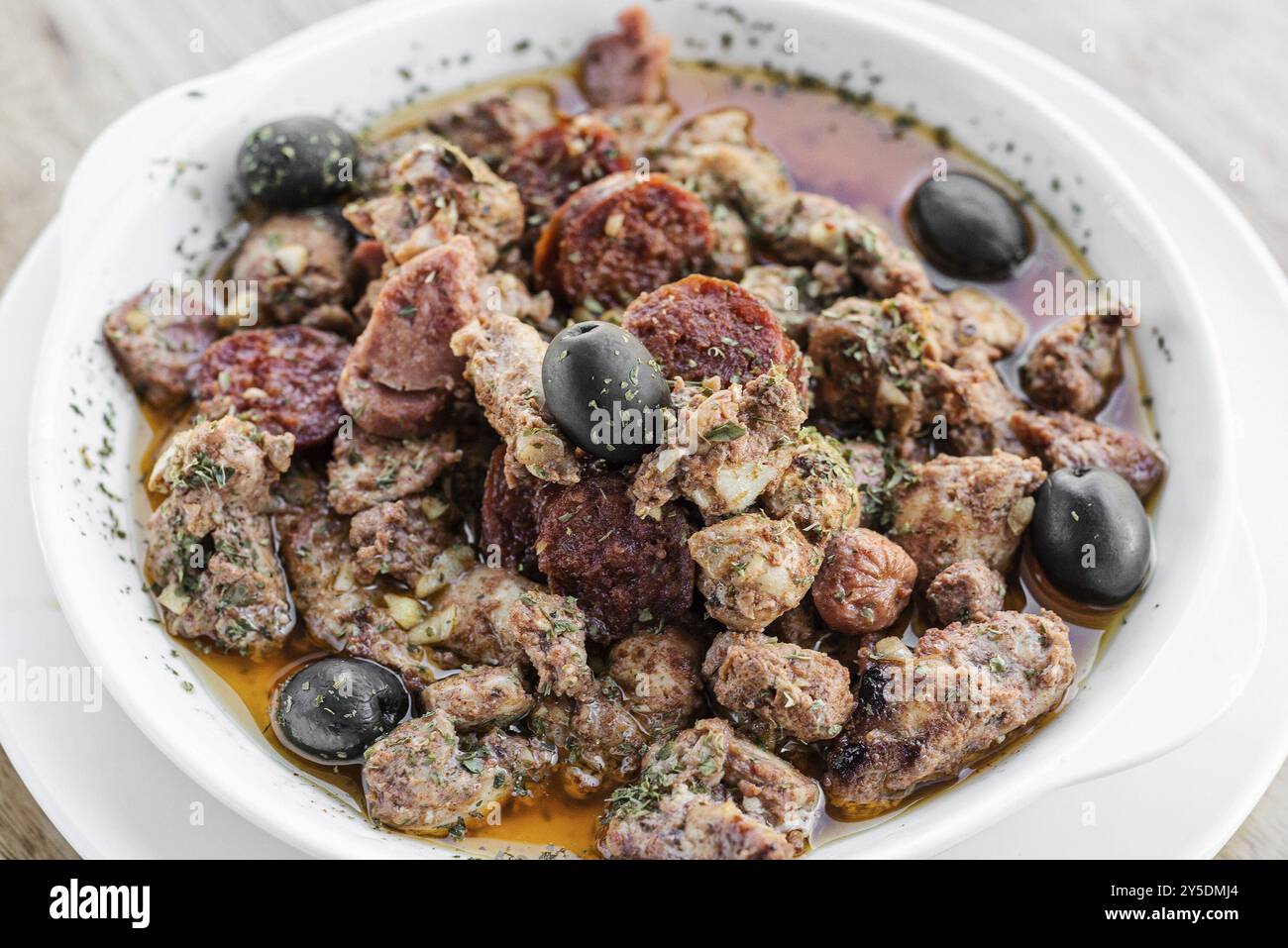 Pica pau portuguese spicy sauce pork and sausage traditional tapas ...