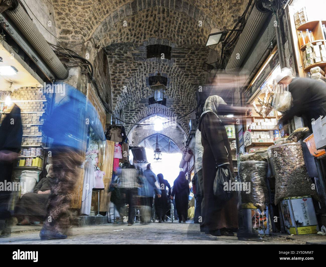 Busy souk market shopping street in old town of aleppo syria Stock ...