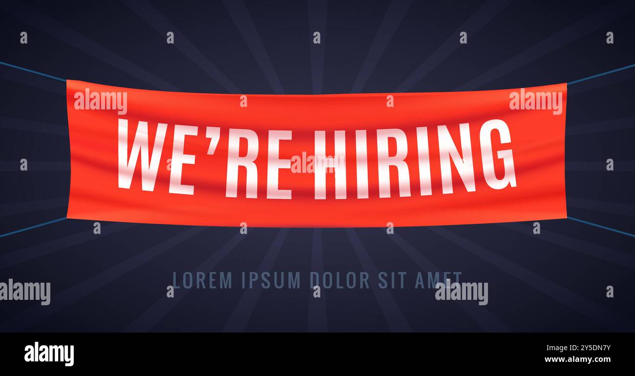 We are hiring announcement banner. Job vacancy recruitment notice red ...