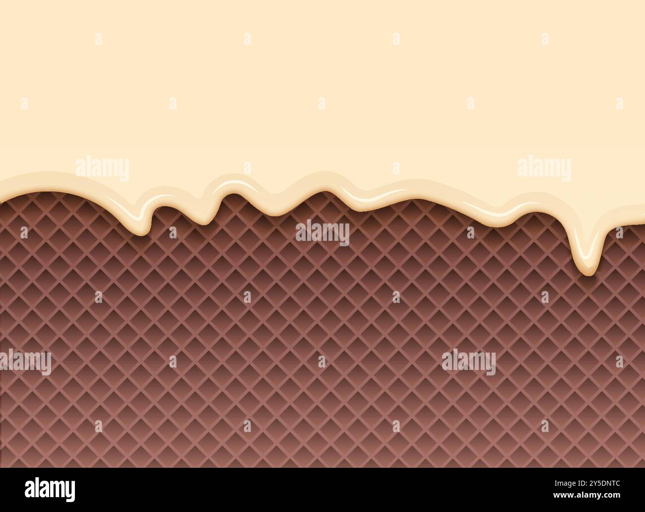 Ice cream and waffle background. Delicious design with melting ice ...