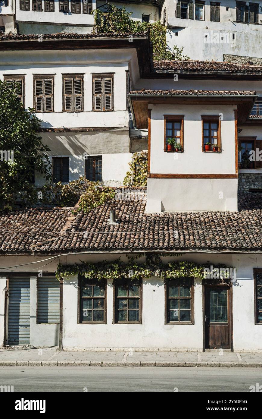 Traditional balkan houses in historic old town of berat albania Stock ...