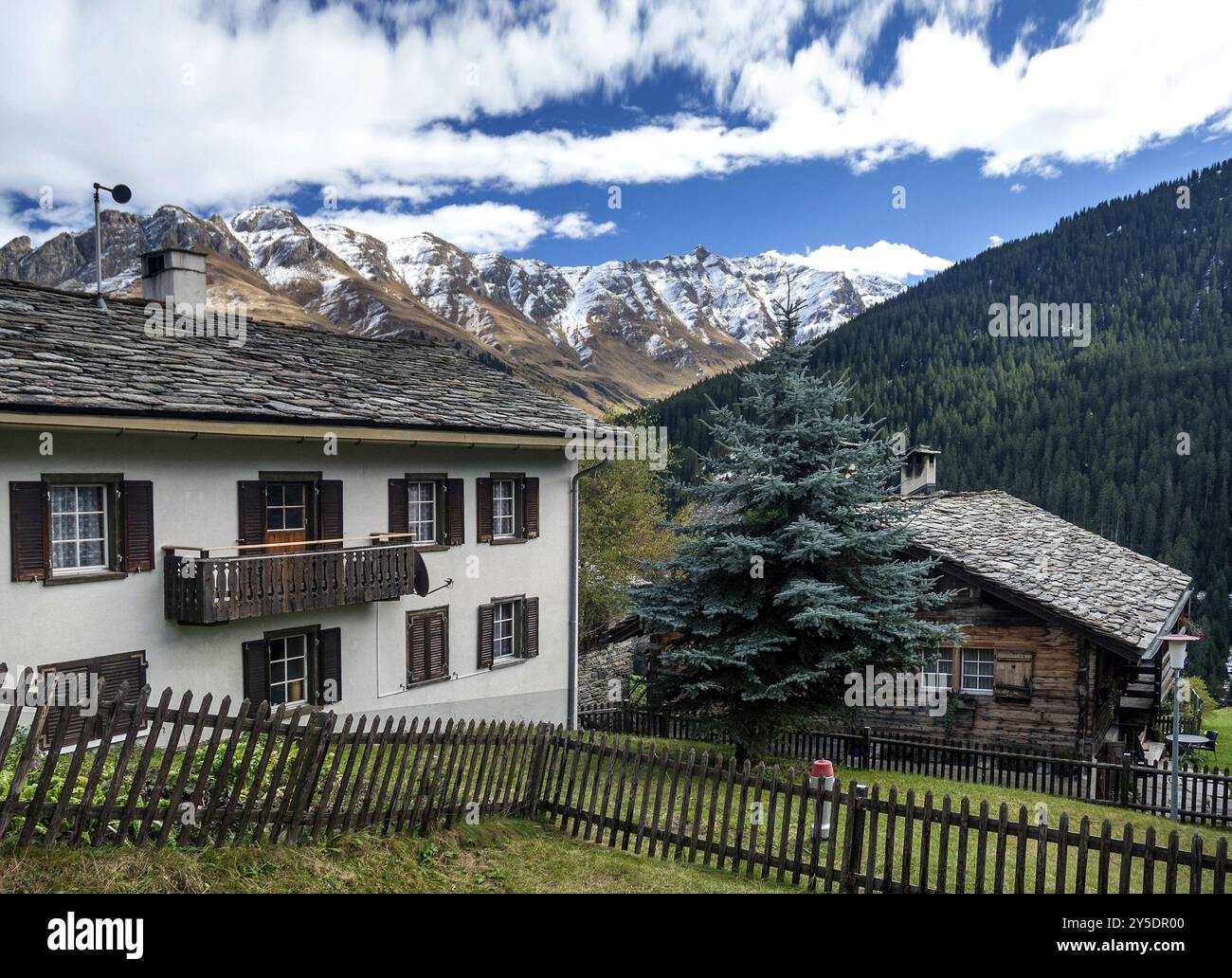 Traditional swiss alps rural houses in vals village alpine switzerland ...