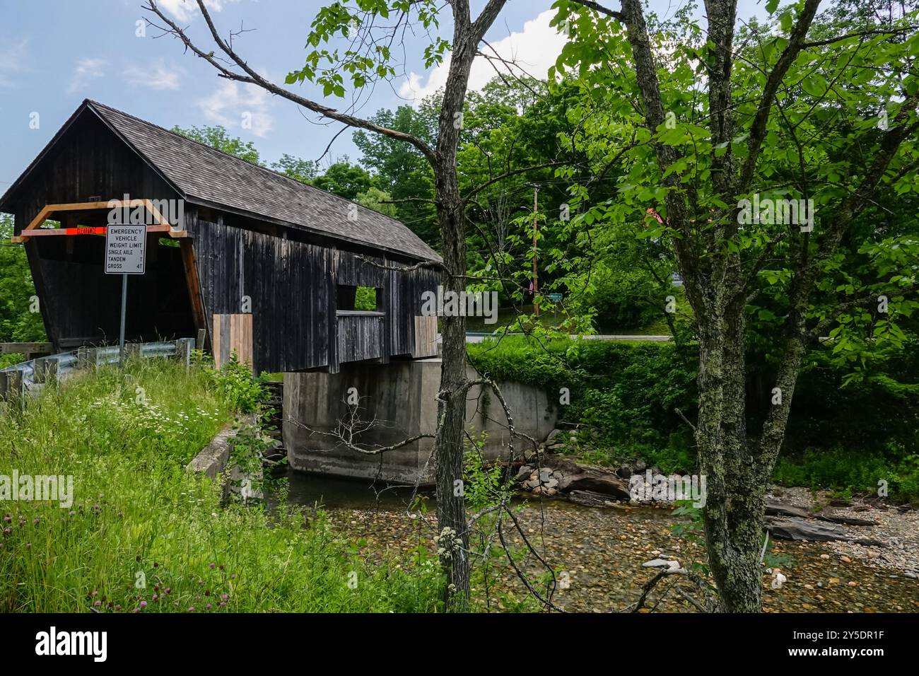 Warren Covered Bridge, a queen post truss design wooden bridge over the ...