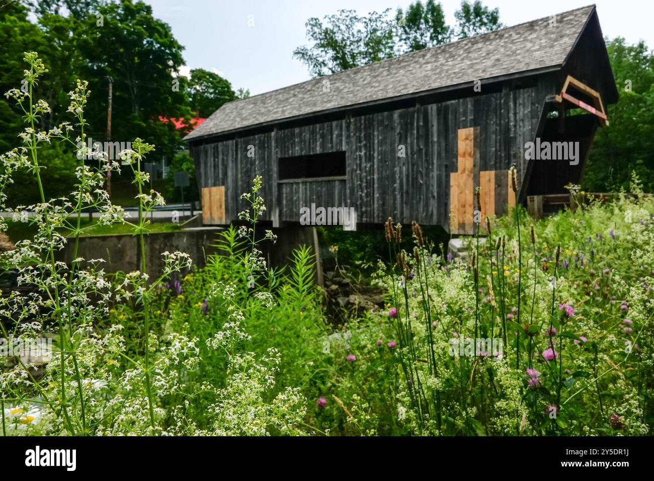 Warren Covered Bridge, a queen post truss design wooden bridge over the ...