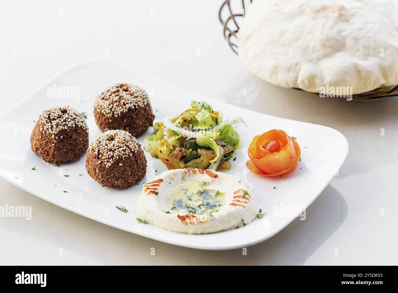 Falafel hummus houmus starter snack middle eastern food mezze platter ...