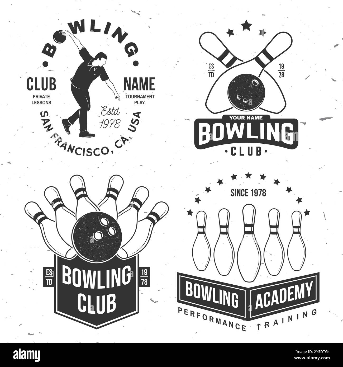 Bowling sports club logo, badge design. Vintage design with athlete ...