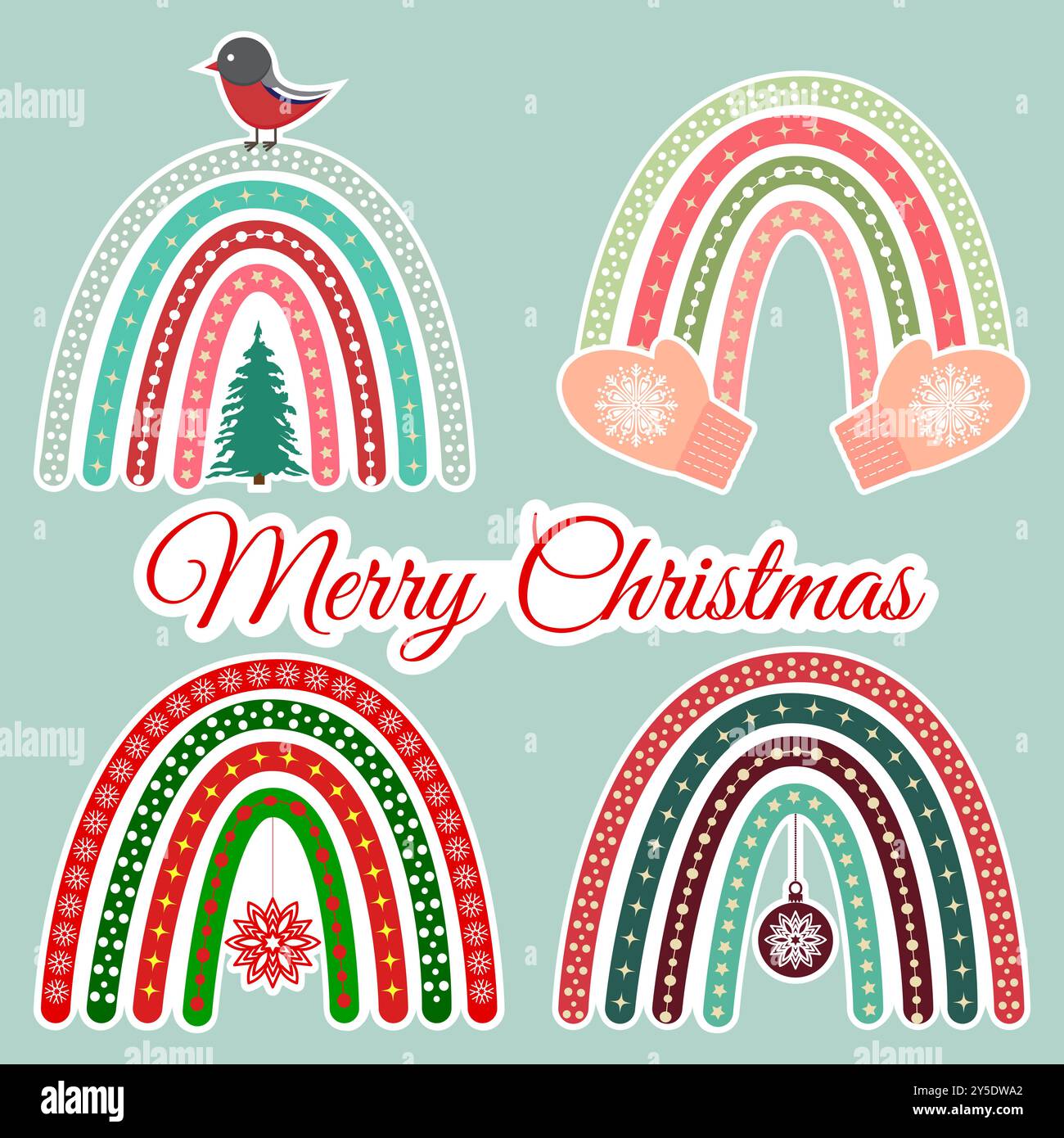 Modern boho christmas tree Stock Vector Images - Alamy