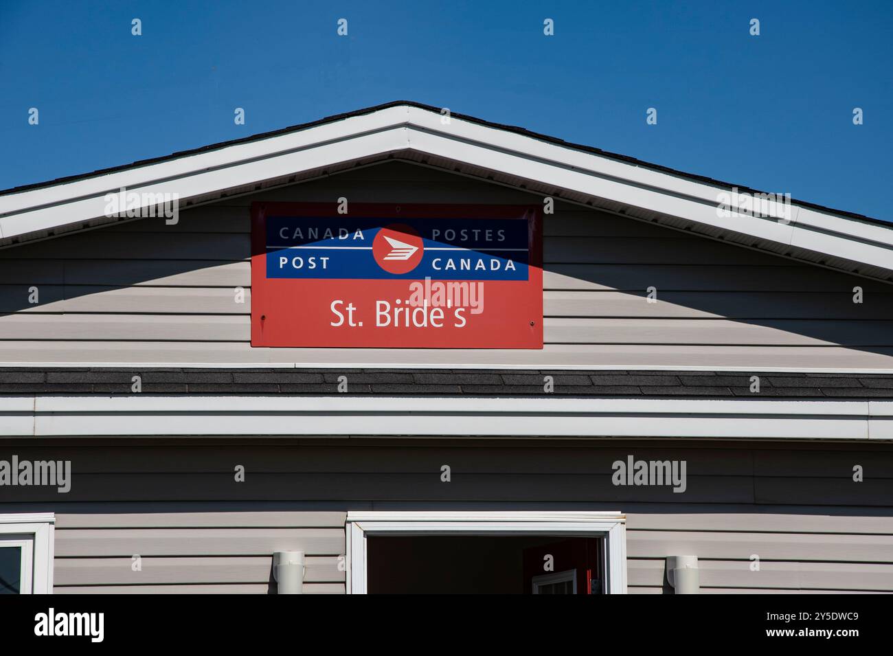 Post office sign on NL 100 in St. Bride’s, Newfoundland & Labrador ...