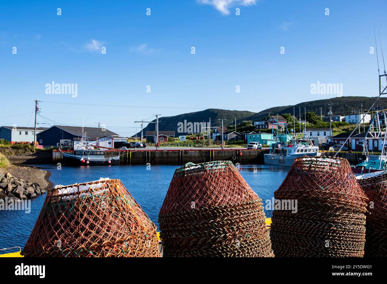 Fishing boats and crab traps in Branch, Newfoundland & Labrador, Canada ...