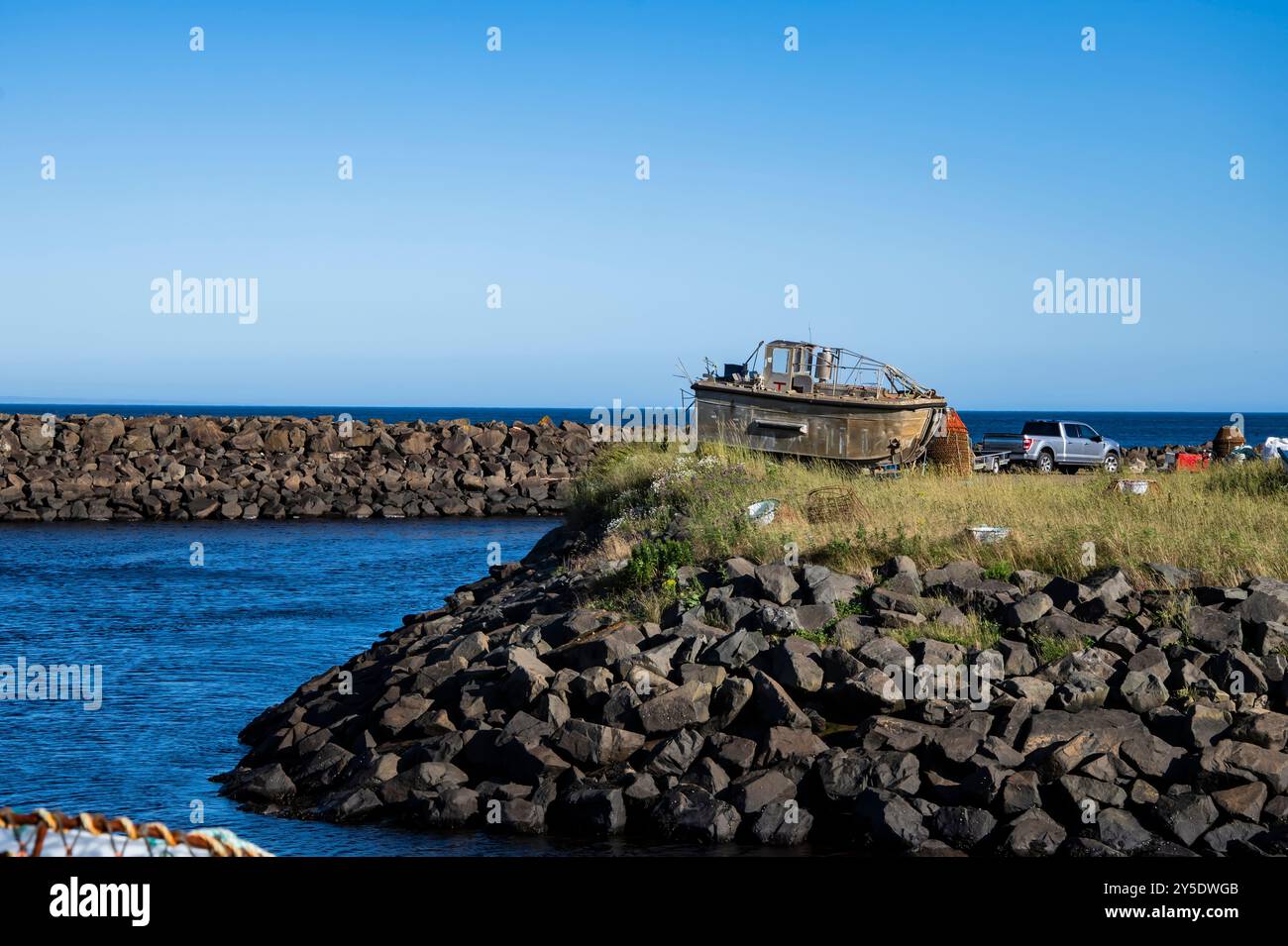 Fishing boat on a trailer in Branch, Newfoundland & Labrador, Canada ...