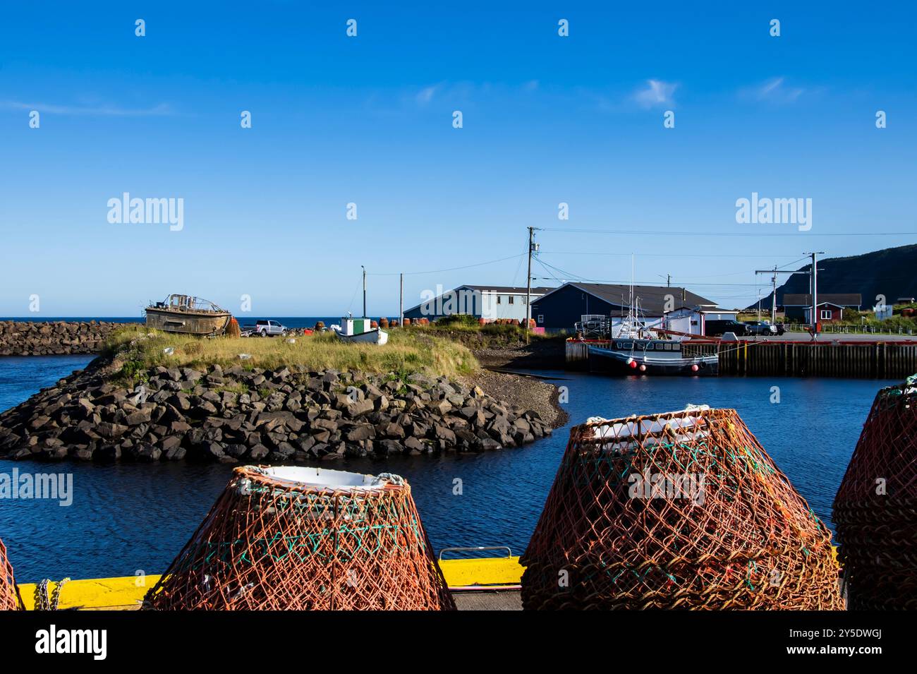 Fishing boats and crab traps in Branch, Newfoundland & Labrador, Canada ...