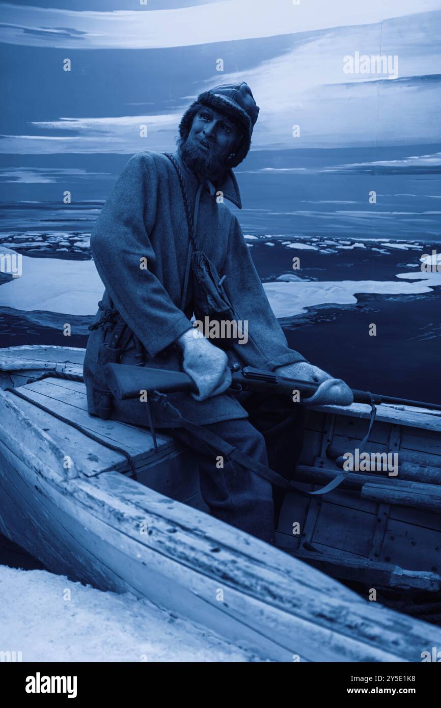 Model of trapper hunter in the arctic museum in Tromso, Norway Stock ...