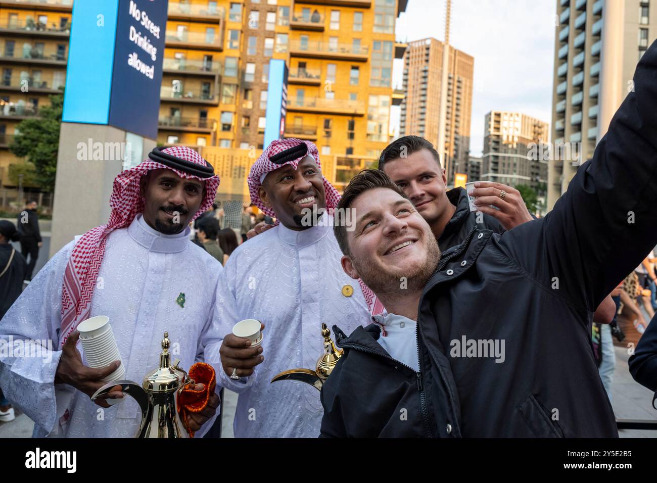 London, UK. 21 September 2024. Boxing fans meet Saudi Arabian sponsors ...