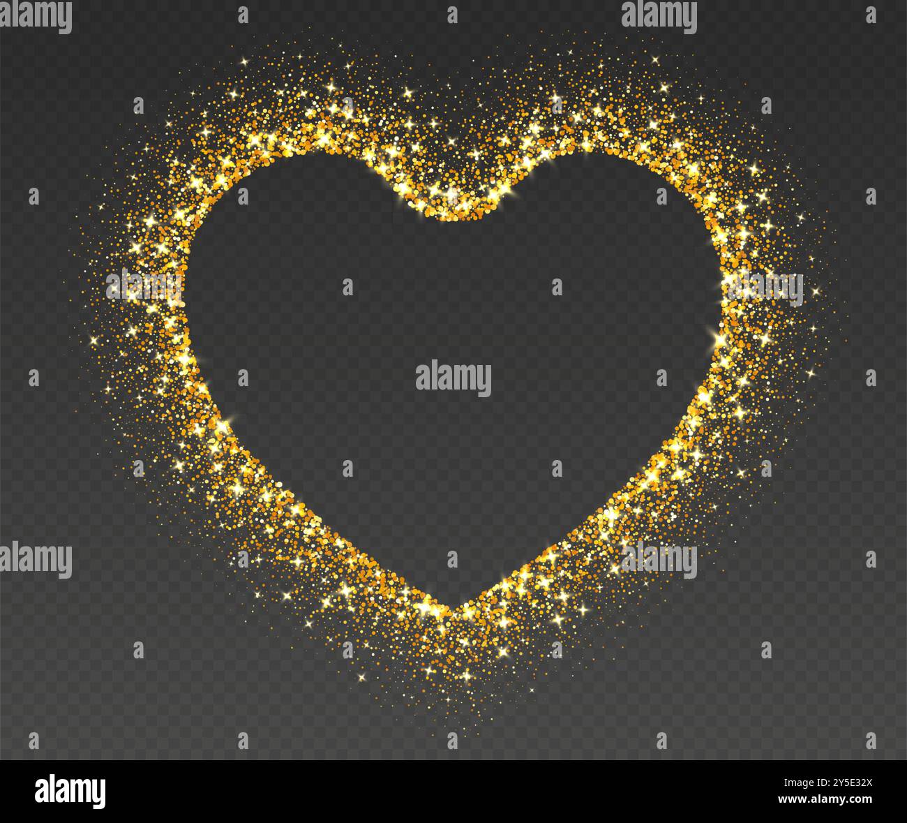 Heart glitter frame, golden sparkle border, shiny sequins texture ...