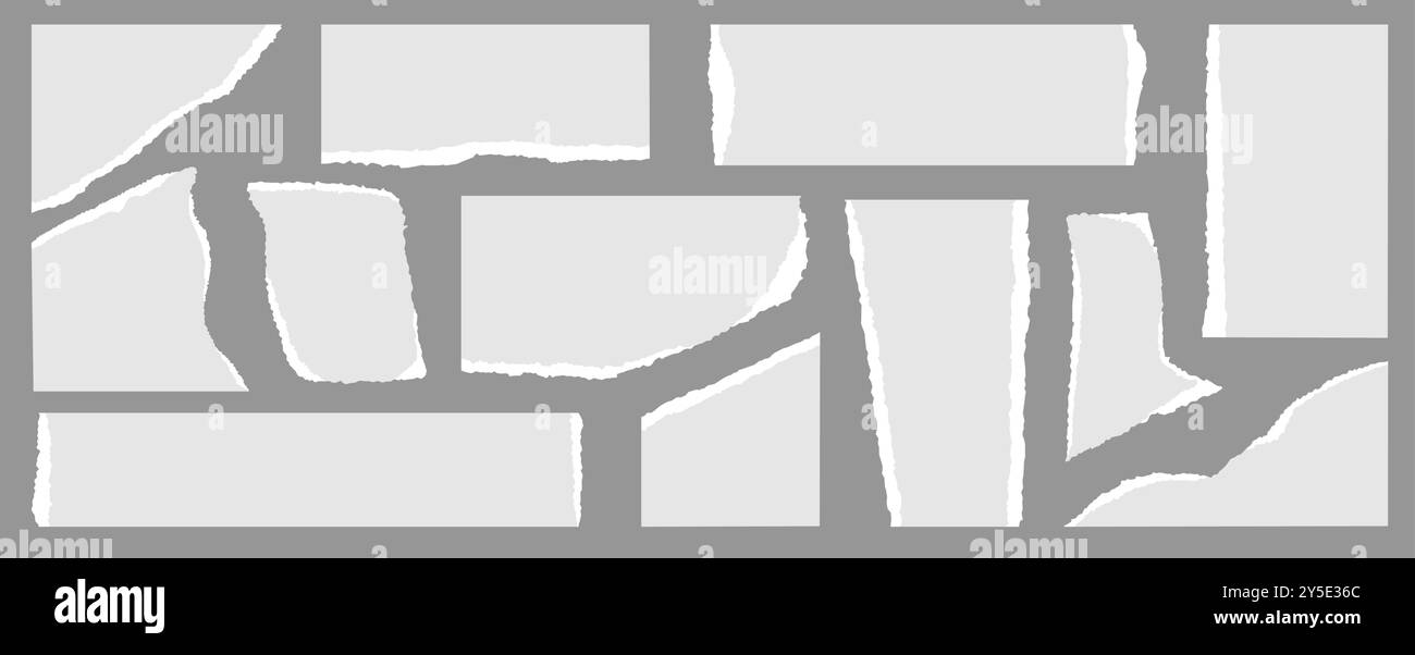 Torn paper pieces, notebook pages with ripped edges, notepaper pieces ...