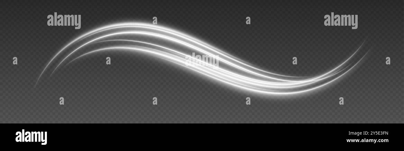 Glowing white light swirl with smooth, flowing curves. Light effect in ...