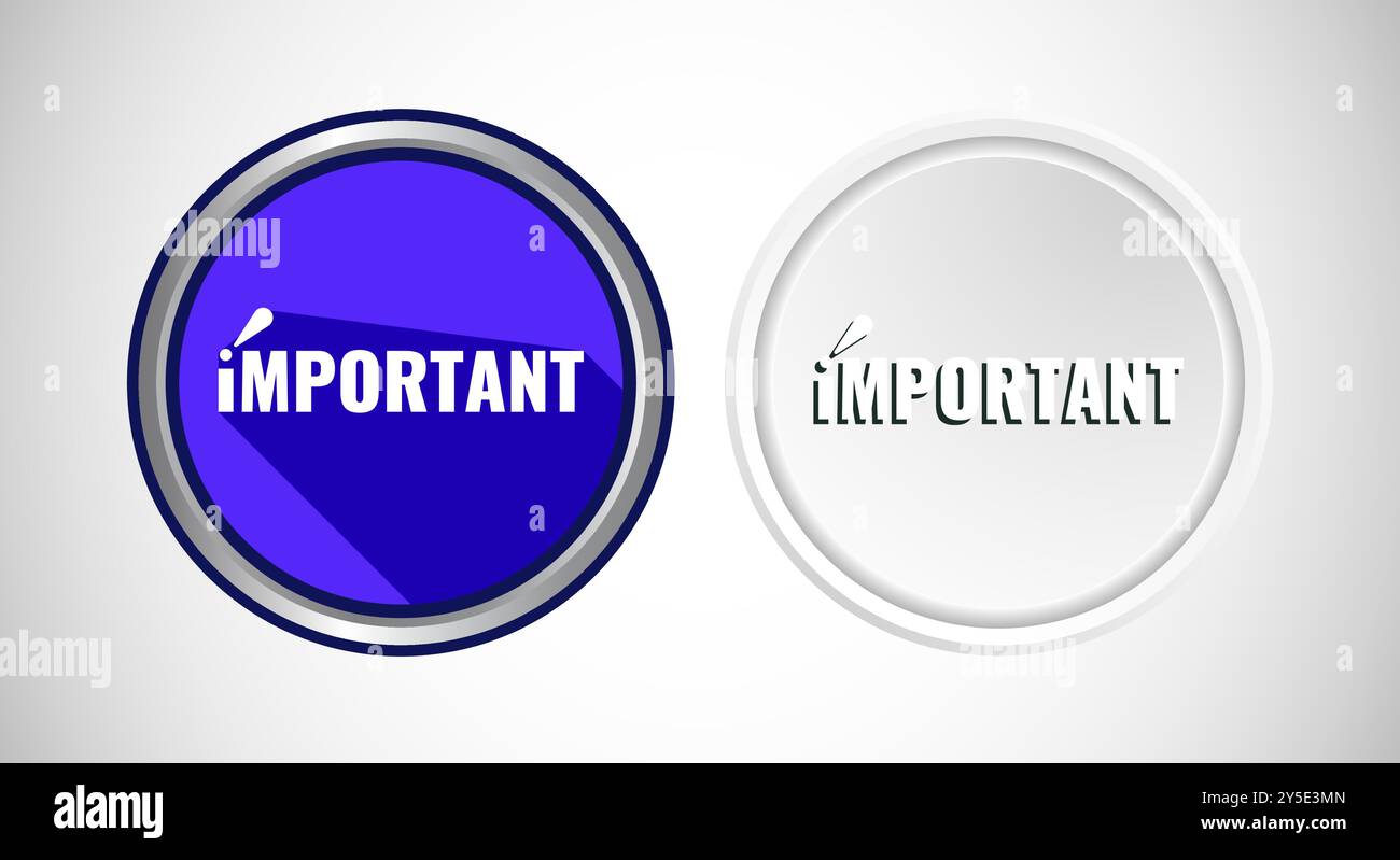 Important icon Button Set Design Illustration. Warning and exclamations ...