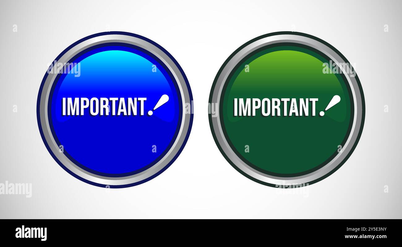 Important icon Button Set Design Illustration. Warning and exclamations ...