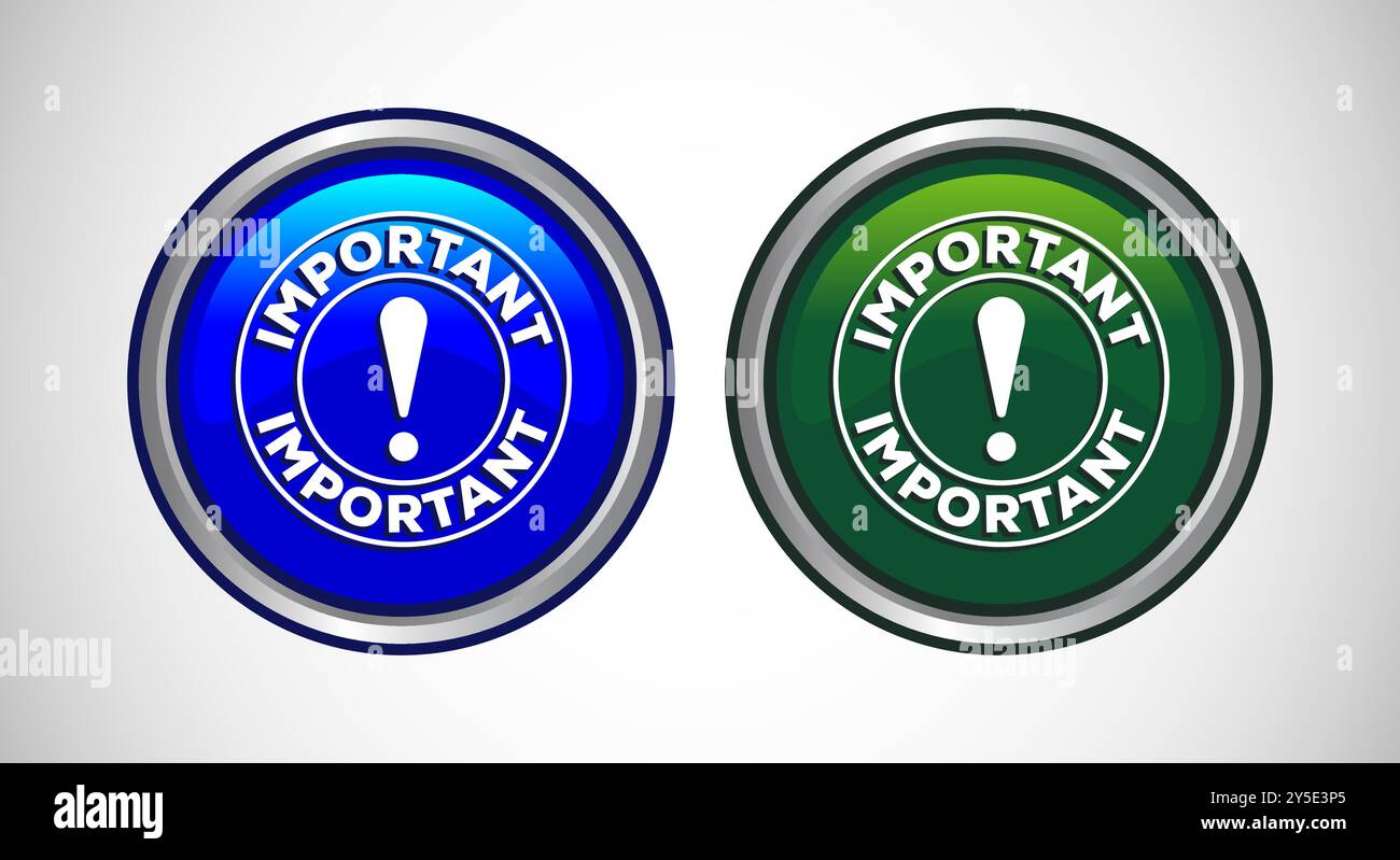 Important icon Button Set Design Illustration. Warning and exclamations ...