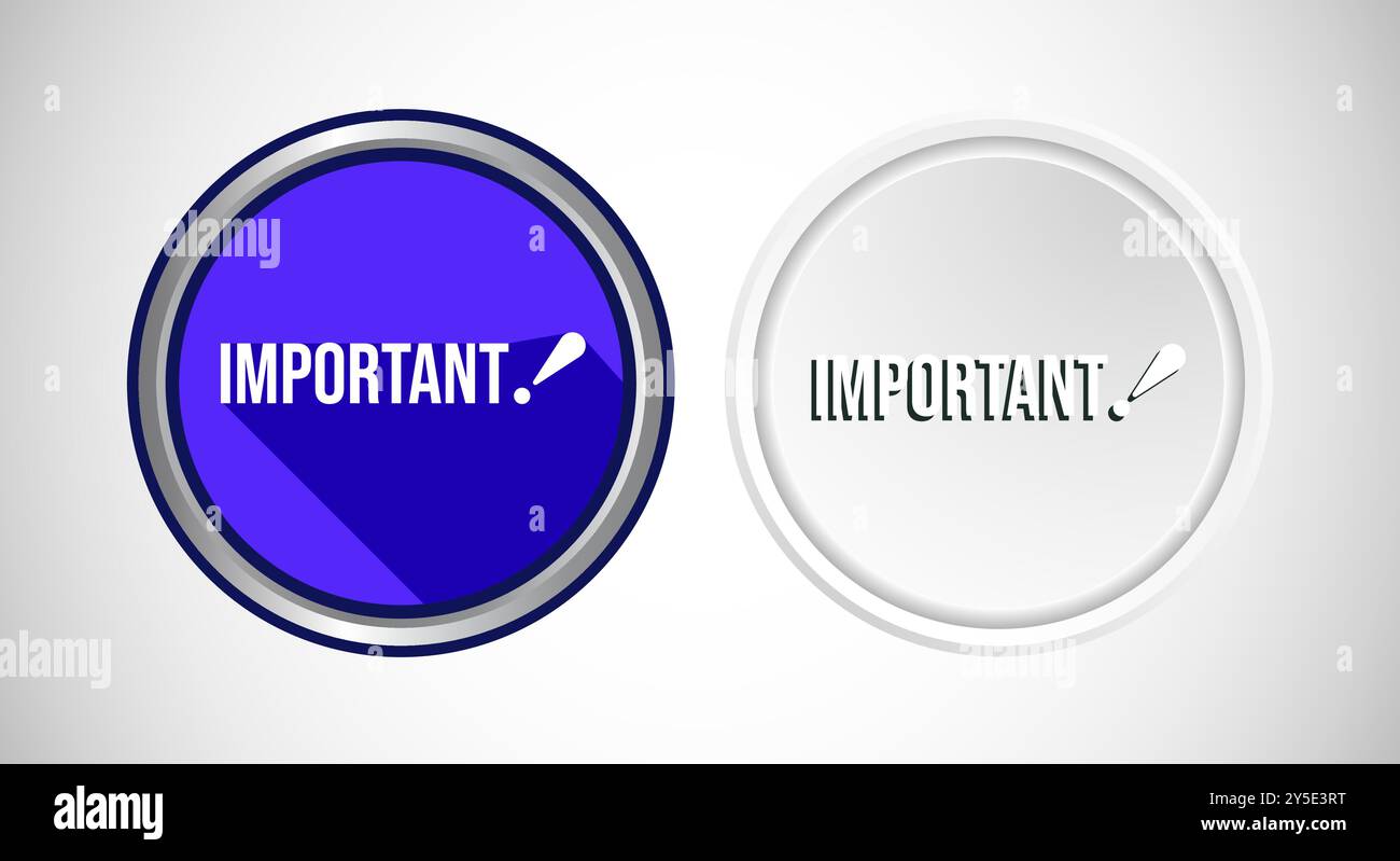 Important icon Button Set Design Illustration. Warning and exclamations ...