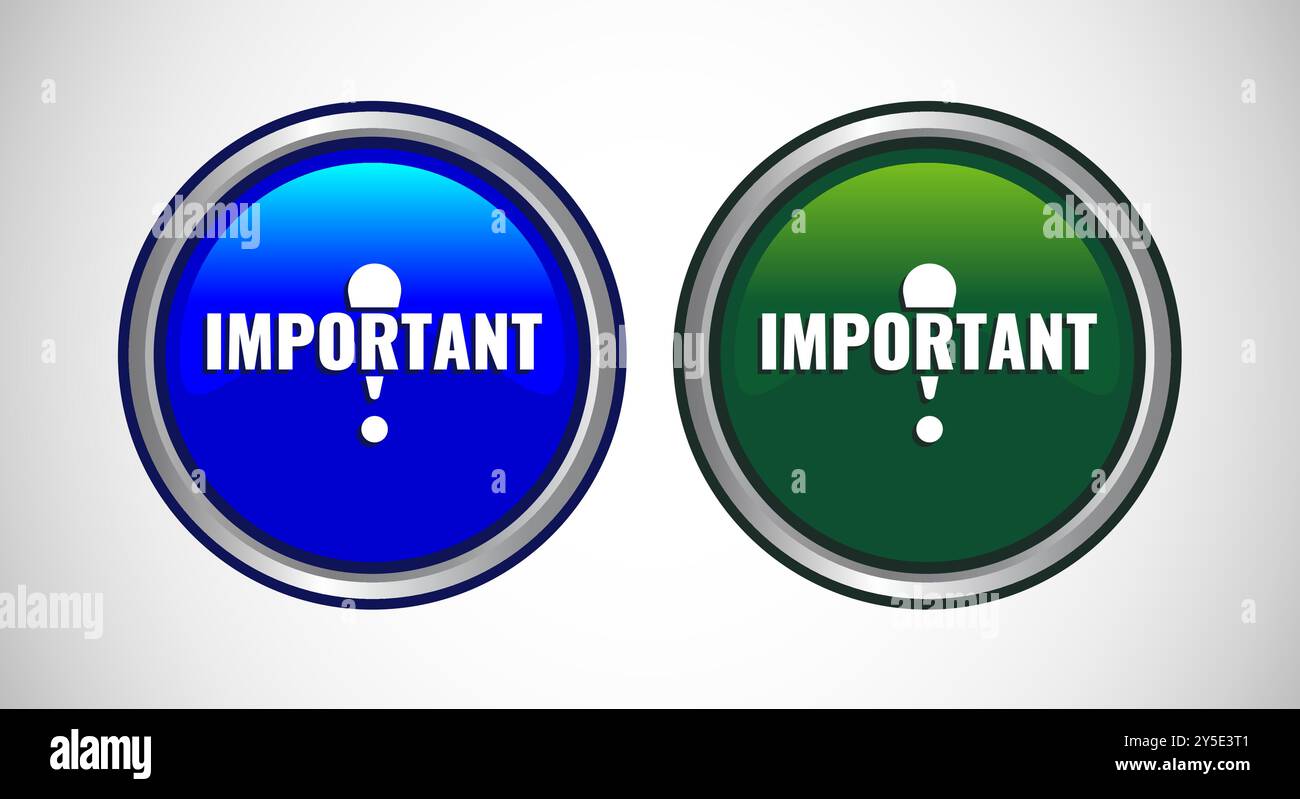 Important icon Button Set Design Illustration. Warning and exclamations ...