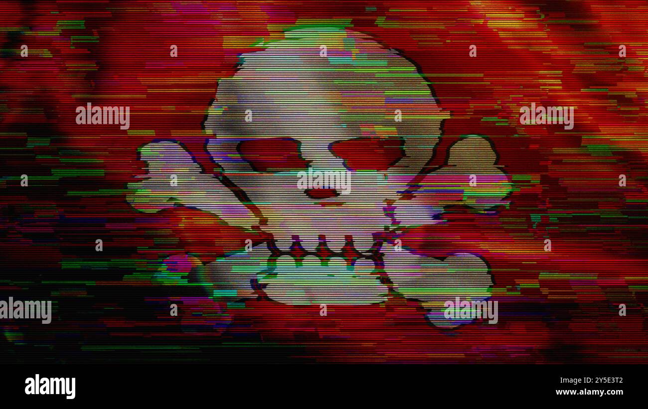 Pirate skull cyber attack digital technology flag cyber background ...