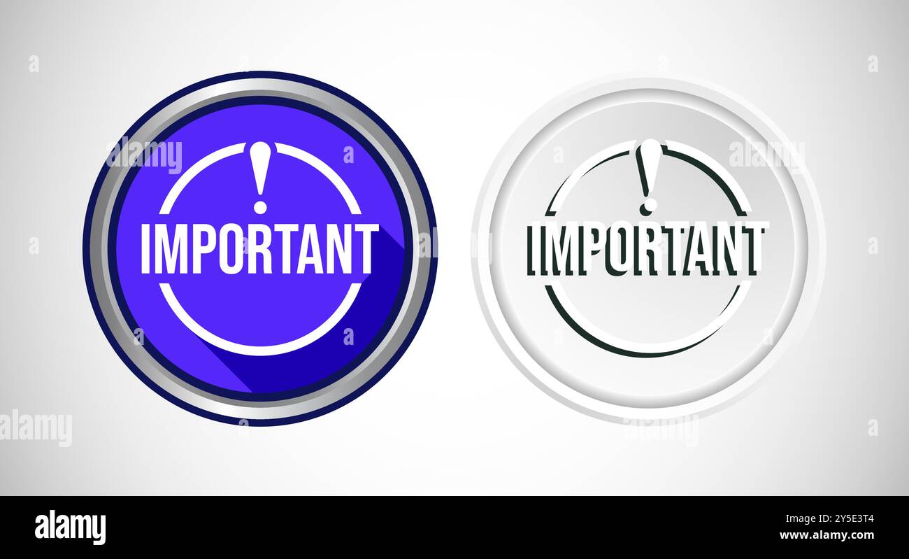 Important icon Button Set Design Illustration. Warning and exclamations ...