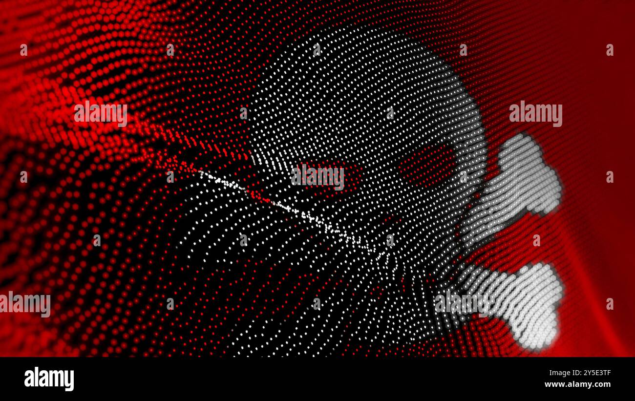Pirate skull cyber attack digital technology flag cyber background ...