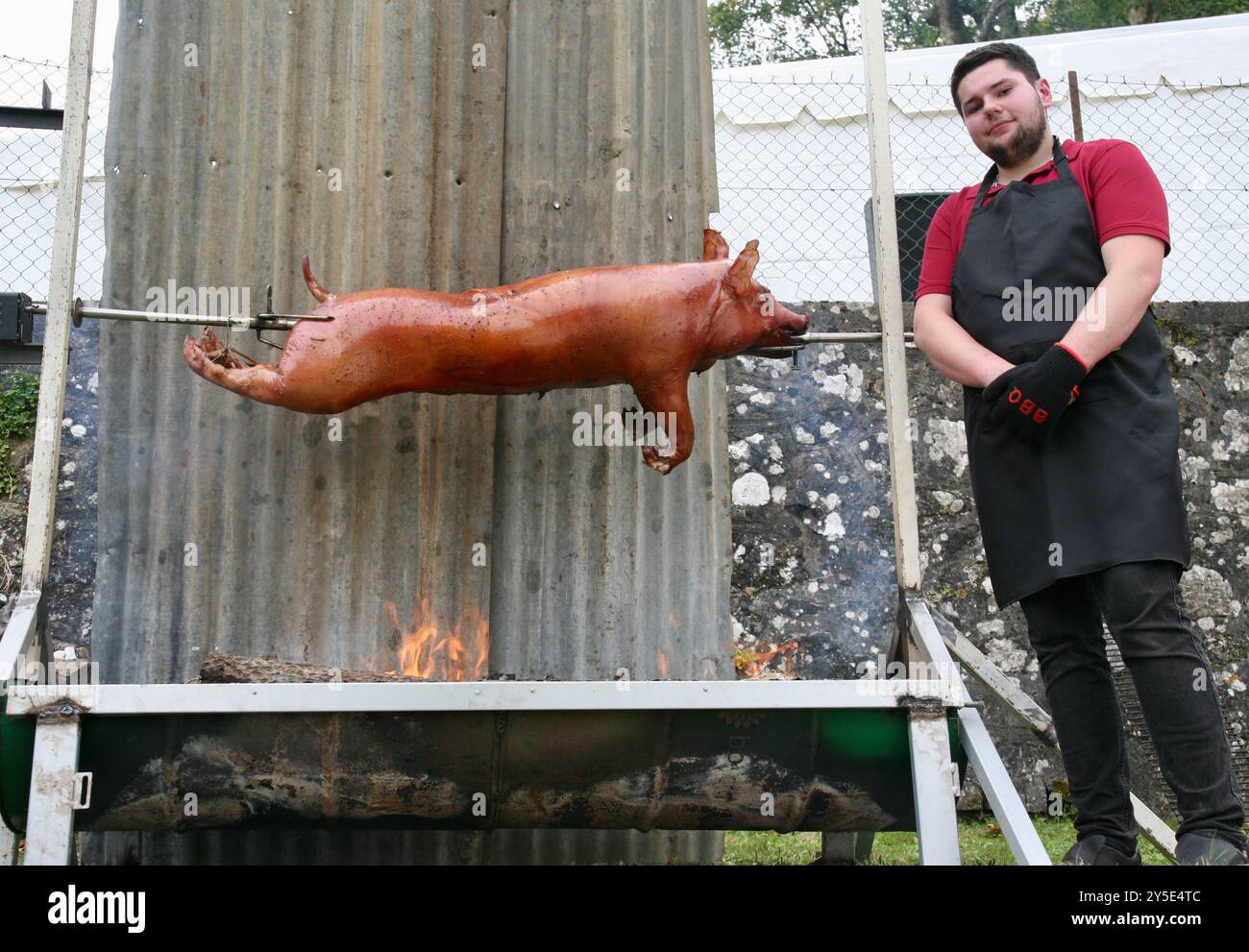 A close up view of the Hog Roast at the Medieval Artisan Market ...