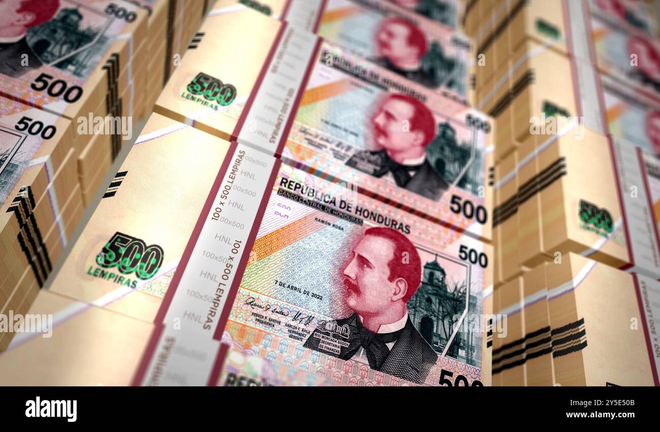 Honduras money Honduran Lempira money pack 3d illustration. 500 HNL ...