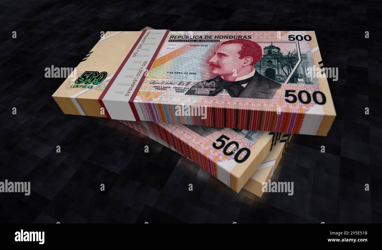 Honduras money Honduran Lempira money pack 3d illustration. 500 HNL ...