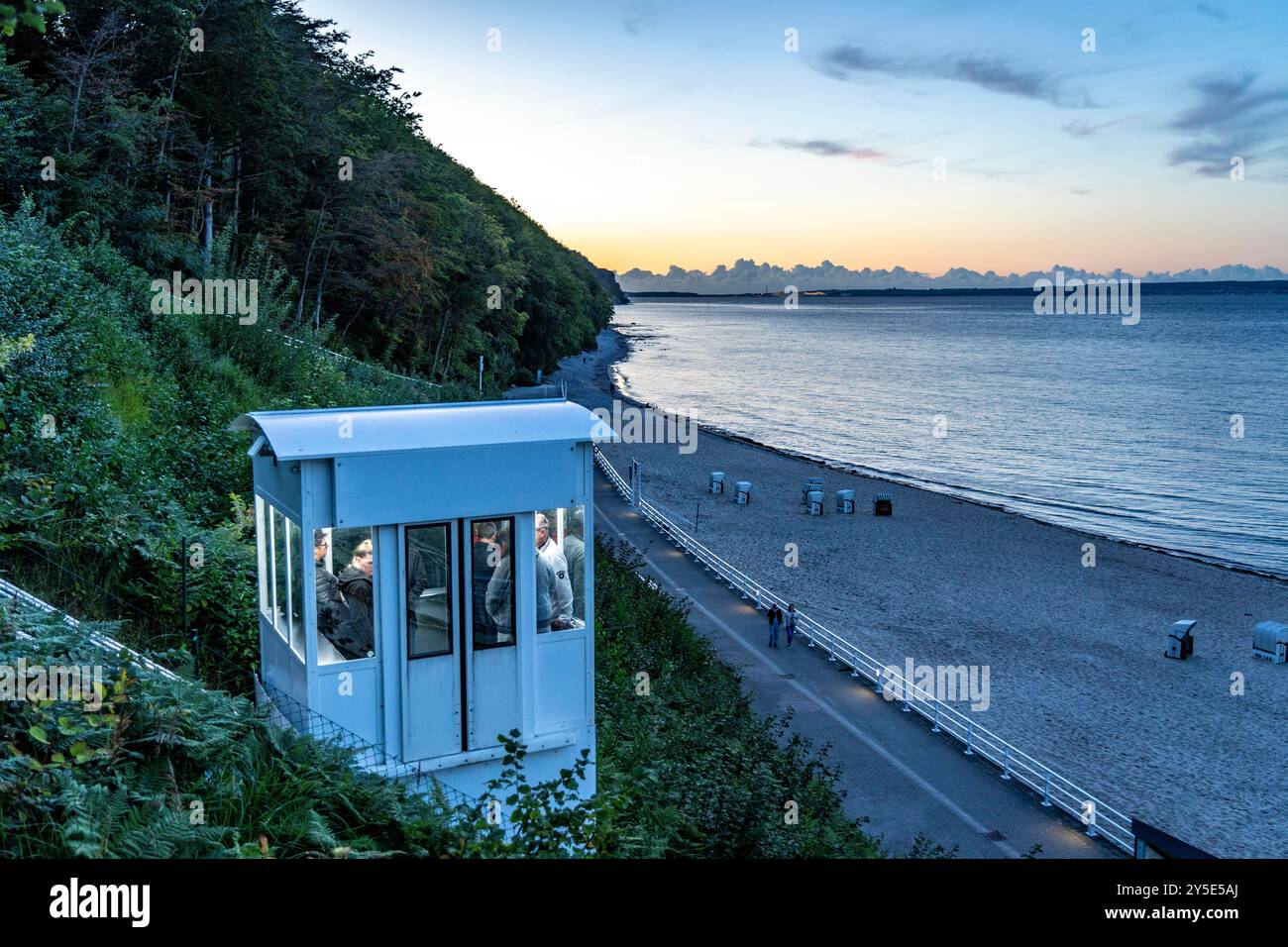 The pier of Sellin, evening mood, elevator to the coast at ...