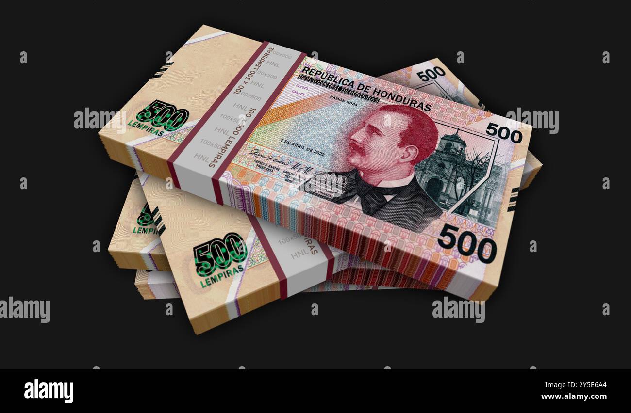 Honduras money Honduran Lempira money pack 3d illustration. 500 HNL ...