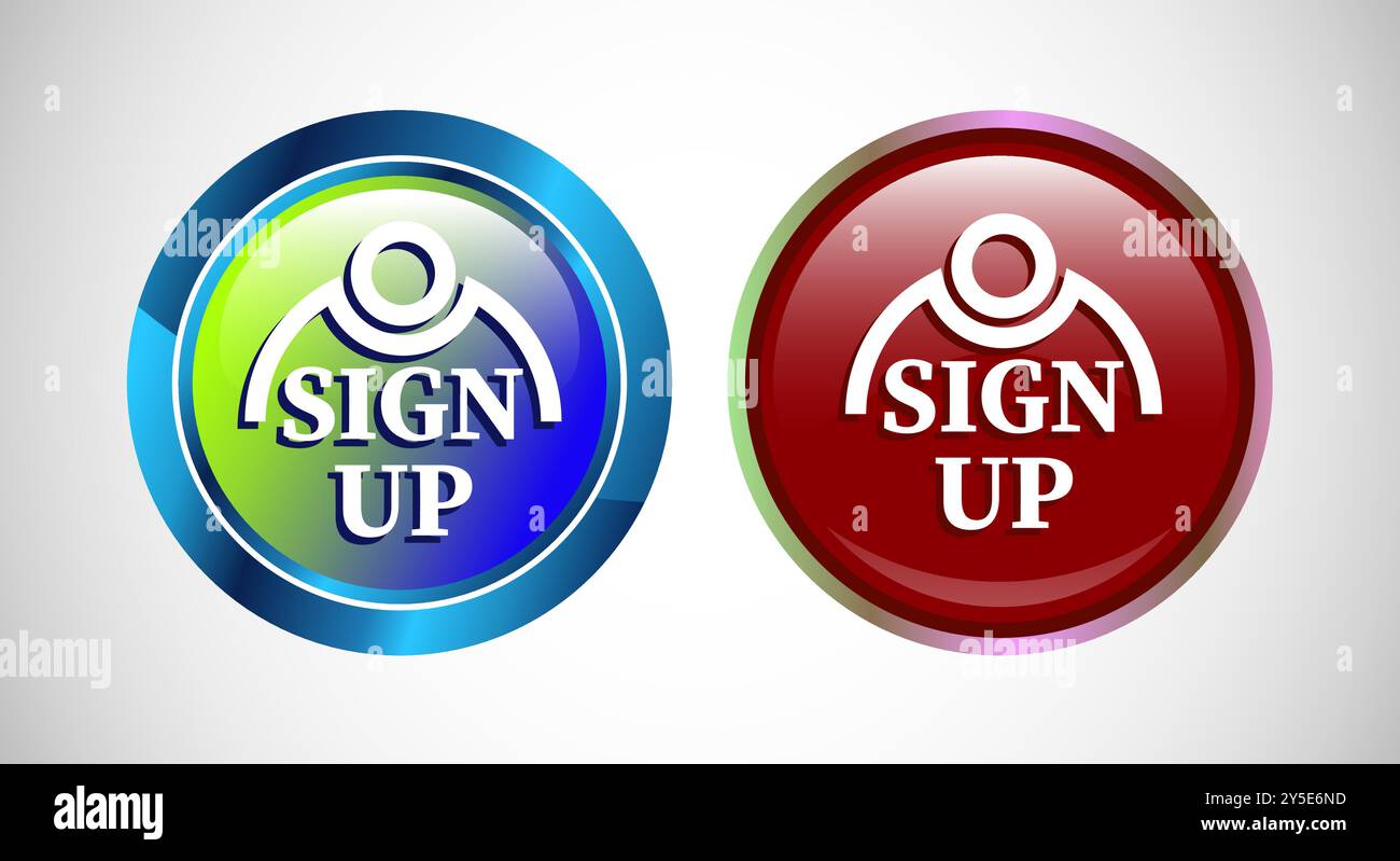 Sign Up Icon Button Set Design Illustration Stock Vector Image & Art ...