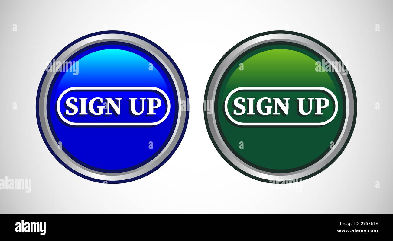 Sign Up Icon Button Set Design Illustration Stock Vector Image & Art ...