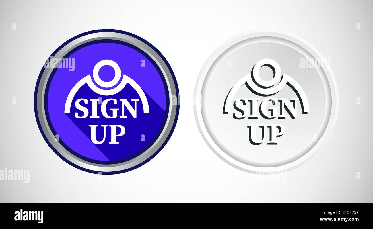 Sign Up Icon Button Set Design Illustration Stock Vector Image & Art ...