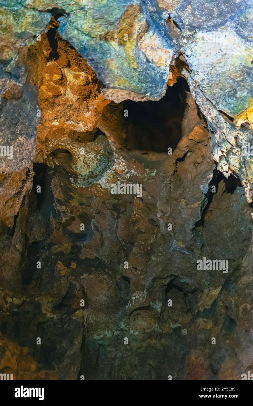 Geological structures and formations of limestone in cave of skulls ...