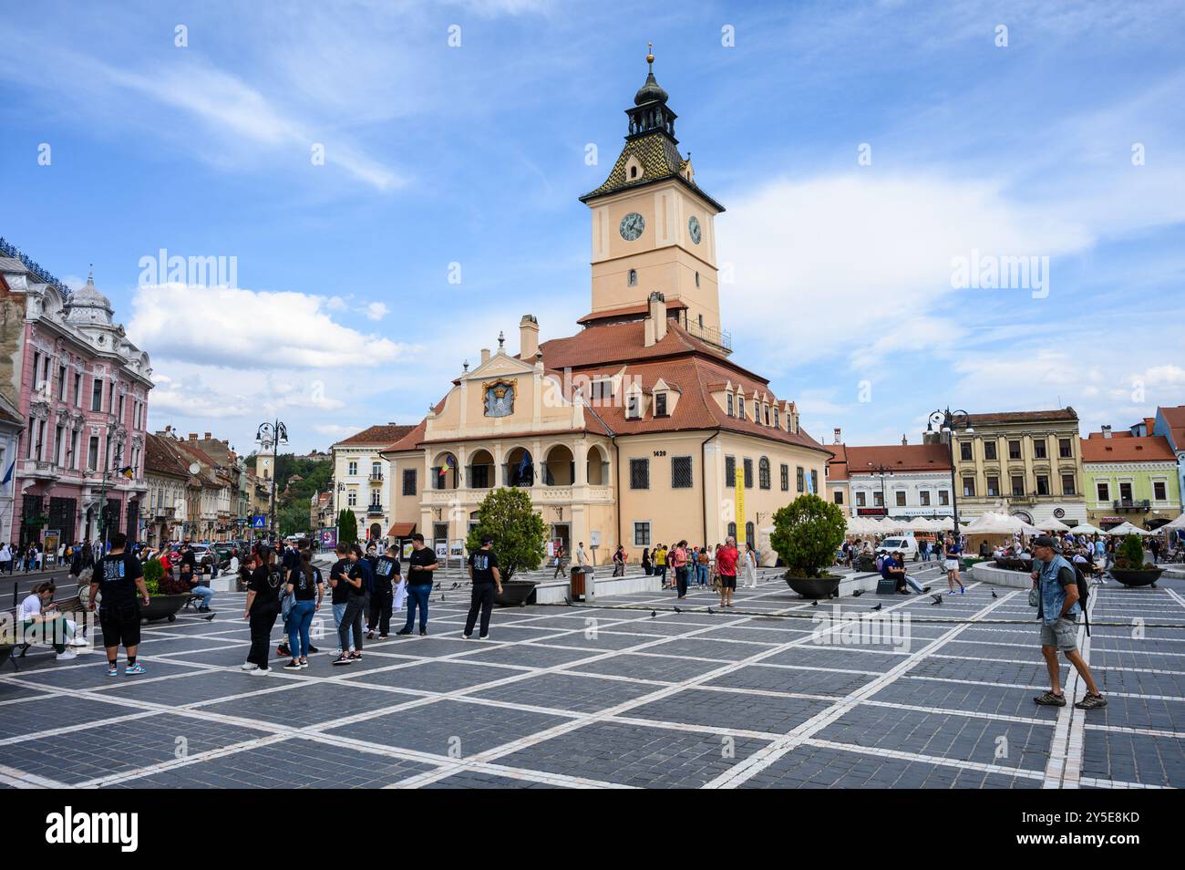 Streets of romanian city Brasov during the summer, Transylvania Stock ...