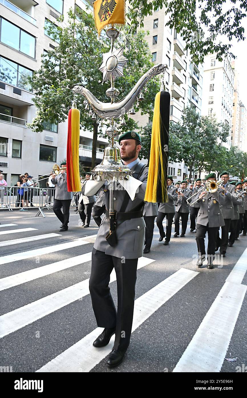 marchers attend the German-American Steuben Parade on Fifth Avenue in ...