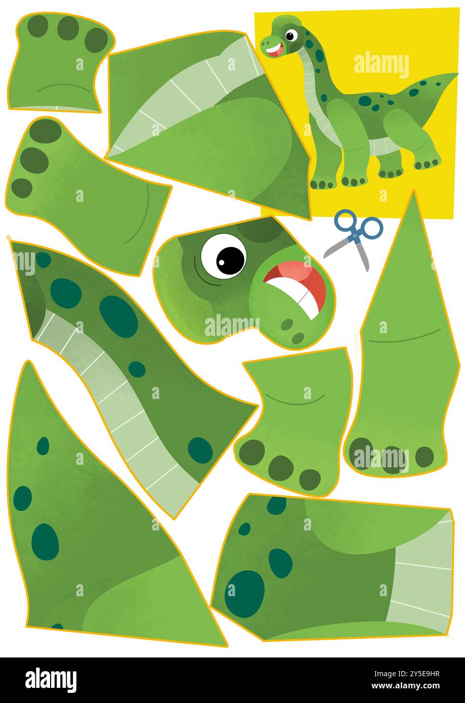 cartoon scene with character puzzle cutout educational exercise manual ...