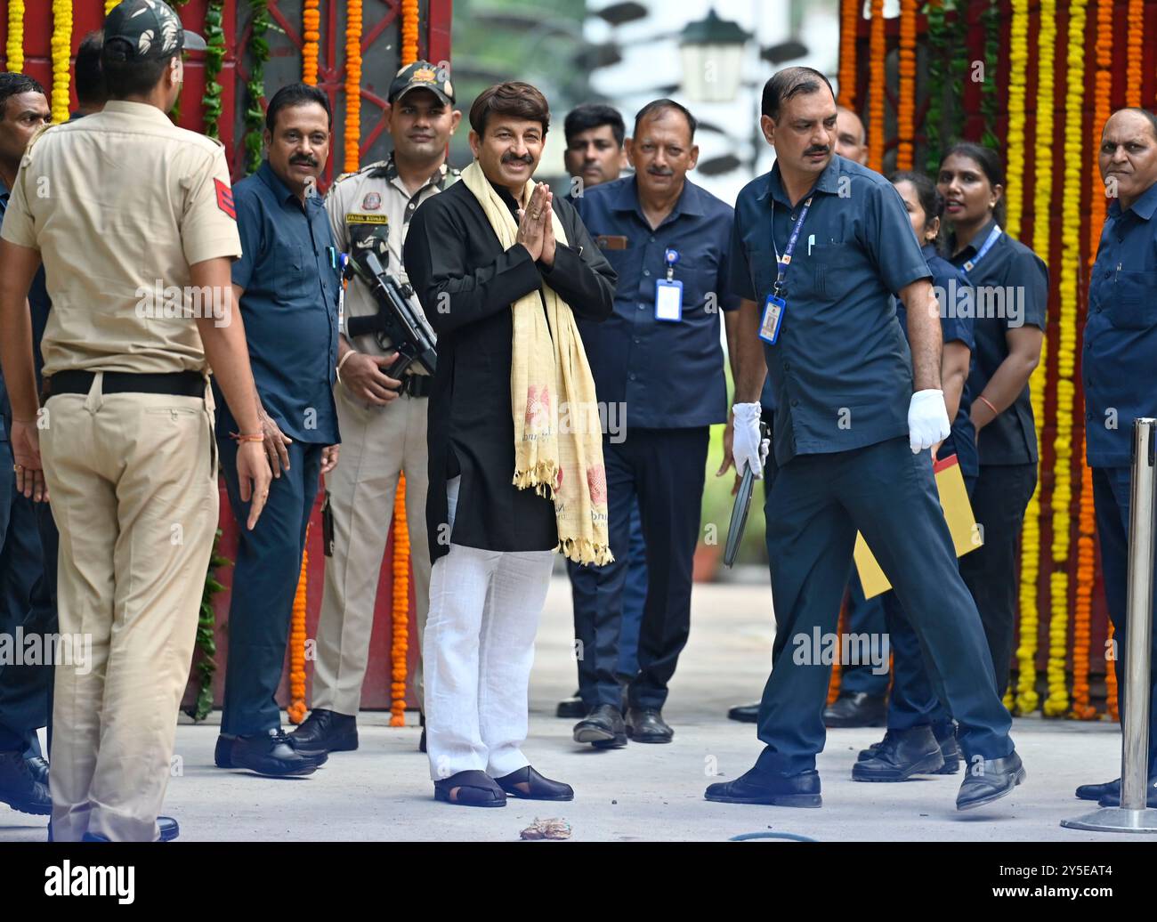 NEW DELHI, INDIA - SEPTEMBER 21: BJP MP Manoj Tiwari arrives to attend ...