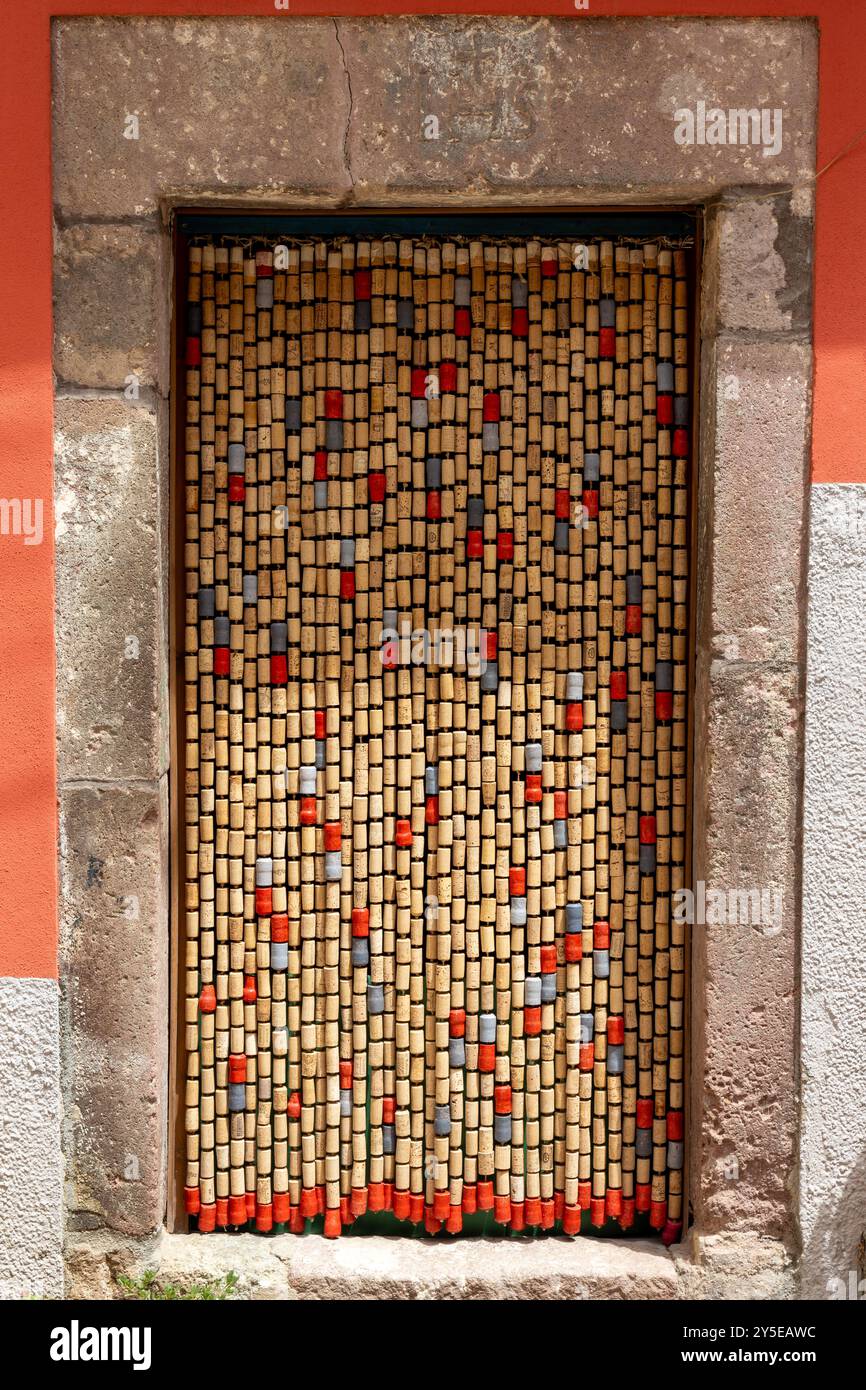 Bosa, Sardinia. 21 July, 2024. Decorative Wine Cork Curtain on Doorway ...