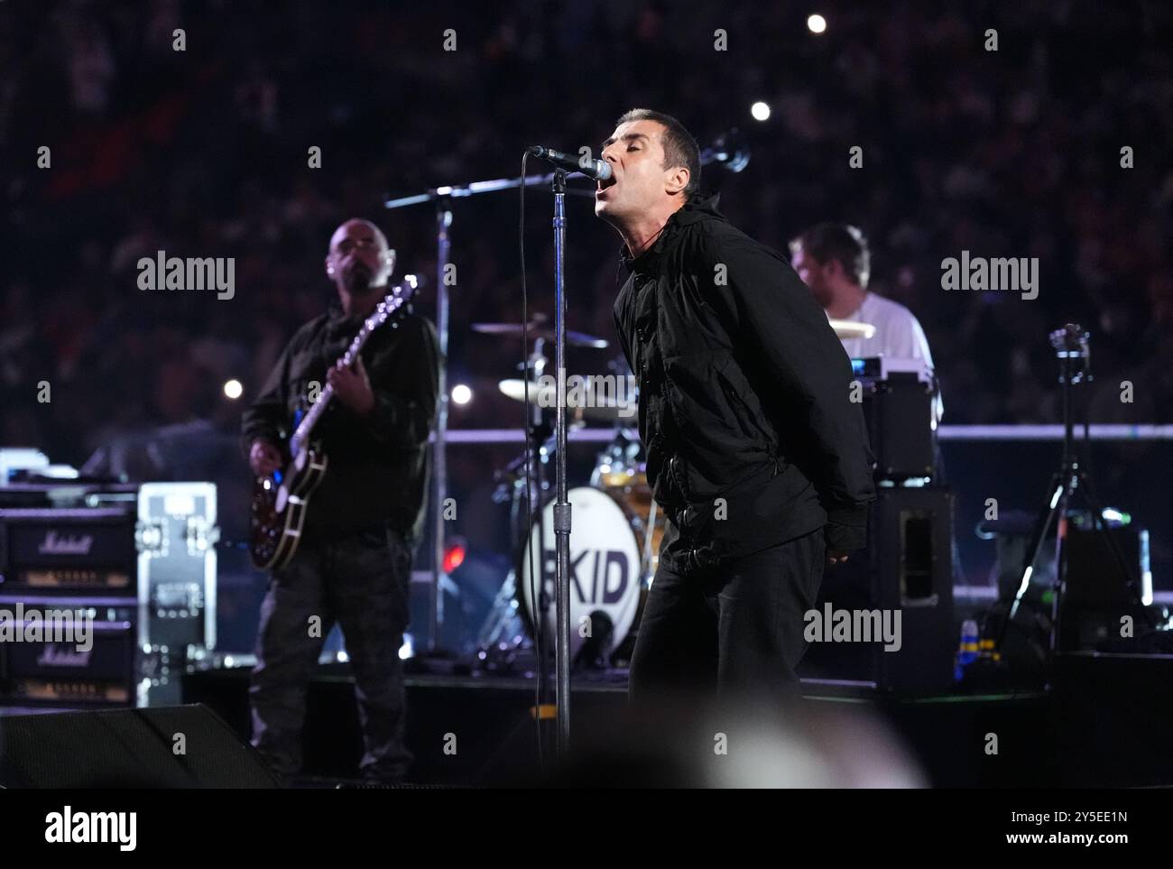 Liam Gallagher performing ahead of the IBF World Heavy weight bout at ...