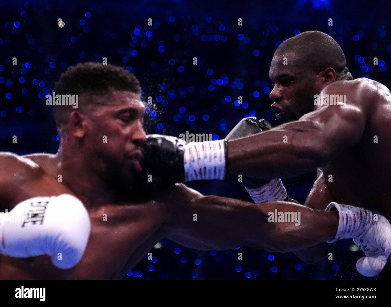 Anthony Joshua (left) and Daniel Dubois in the IBF World Heavy weight ...