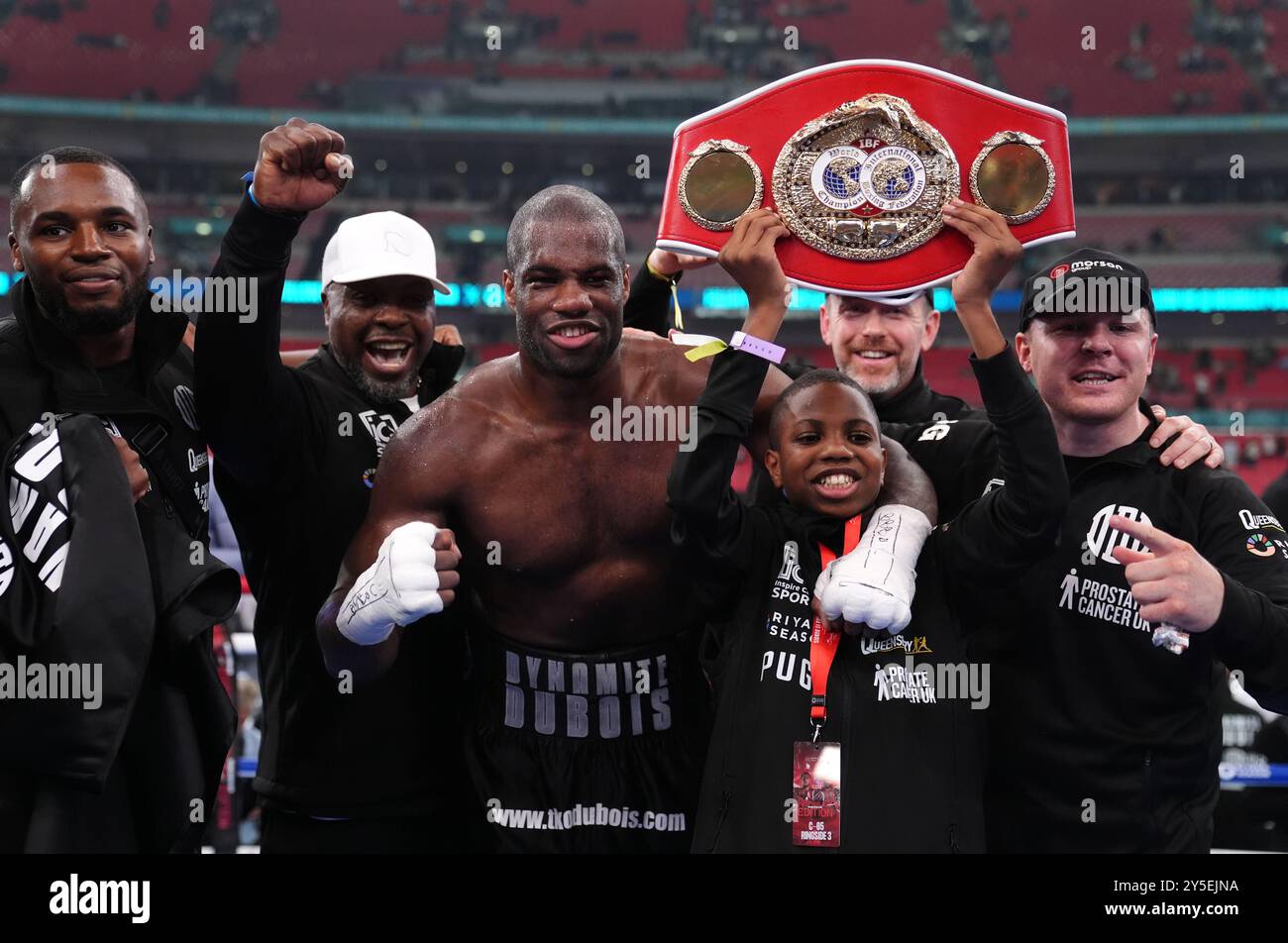 Daniel Dubois celebrates victory against Anthony Joshua (not pictured ...