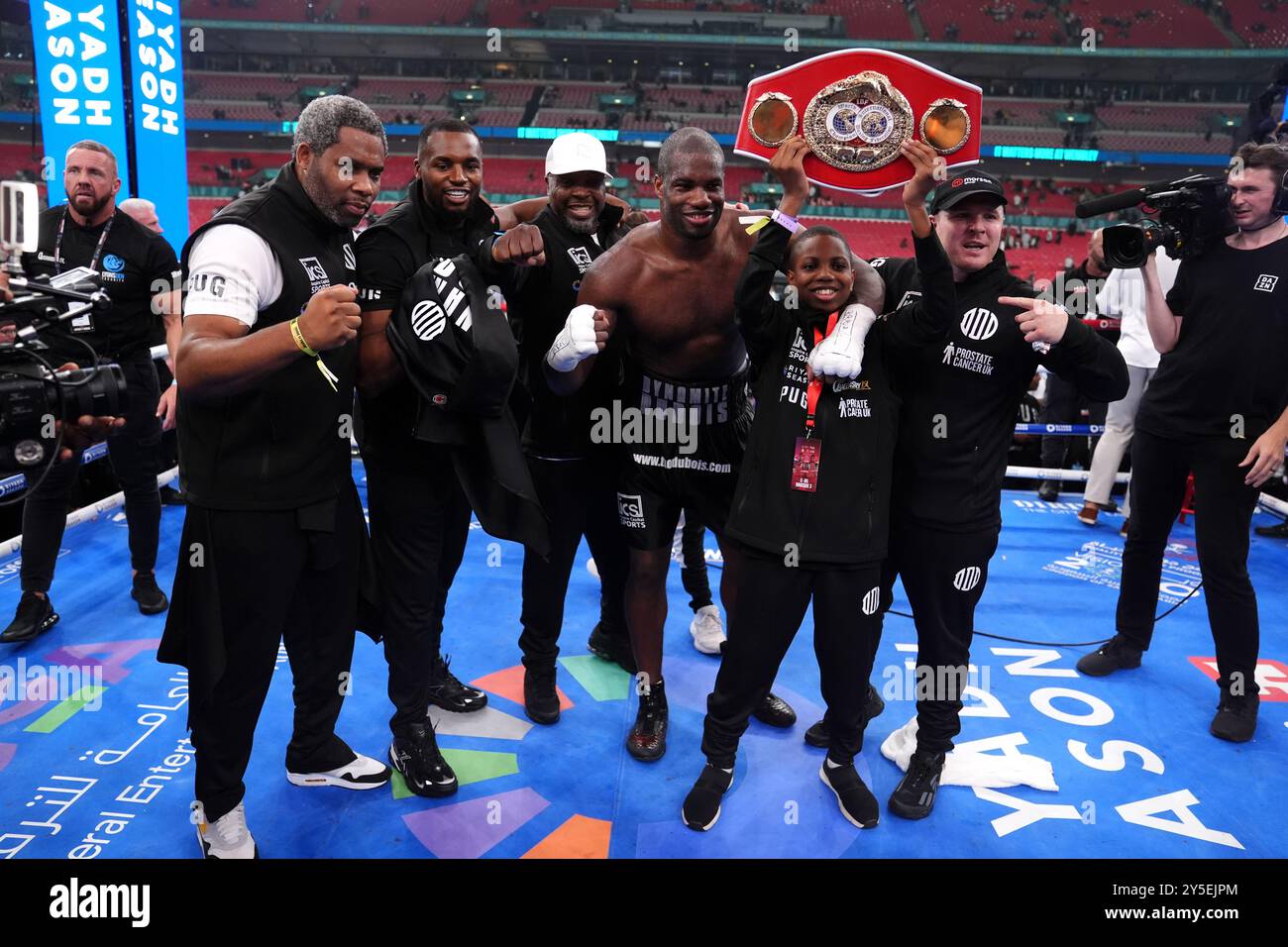 Daniel Dubois celebrates victory against Anthony Joshua (not pictured ...