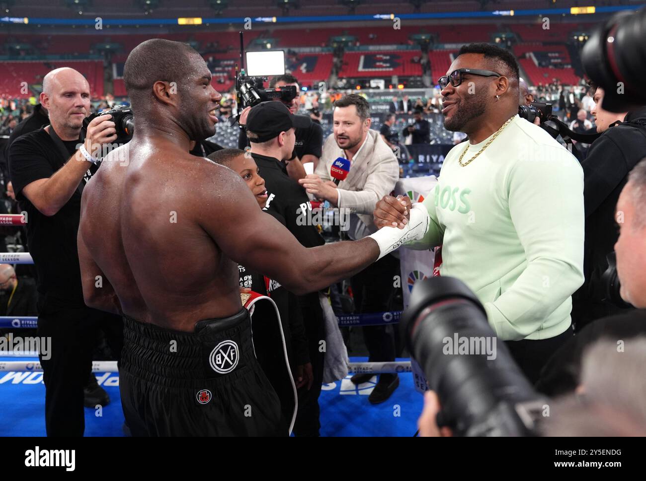 Daniel Dubois celebrates victory against Anthony Joshua (not pictured ...