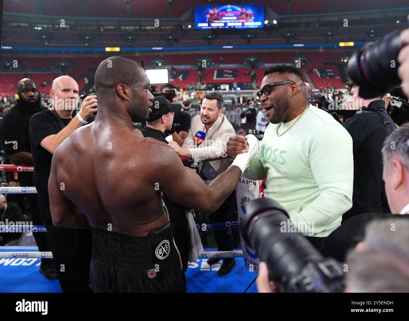 Daniel Dubois celebrates victory against Anthony Joshua (not pictured ...